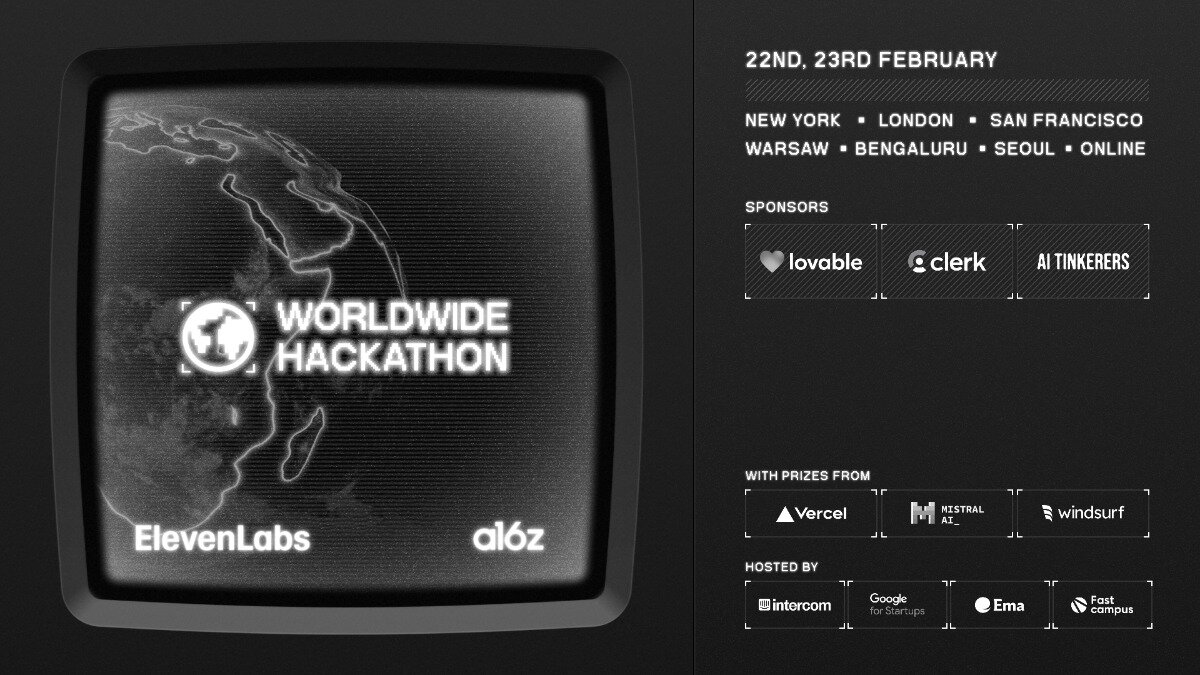 AI Tinkerers, ElevenLabs and a16z Worldwide Hackathon (February 22nd and 23rd) [AI Tinkerers ...